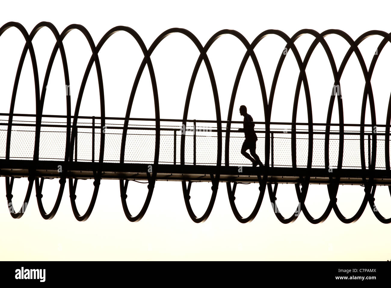 Spiral shaped footbridge. Called "Slinky Springs to Fame", crosses the ...