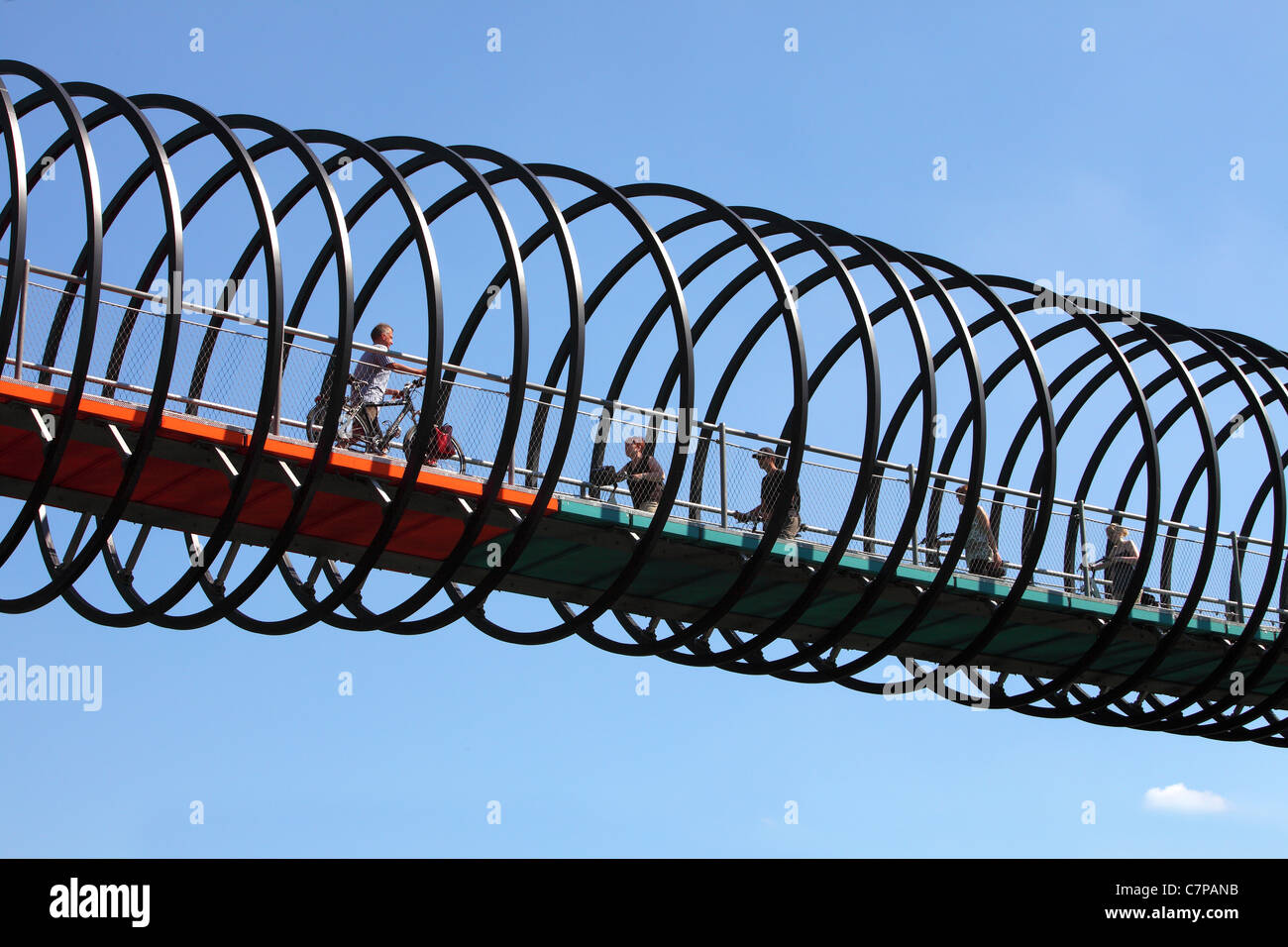 Spiral shaped footbridge. Called "Slinky Springs to Fame", crosses the ...