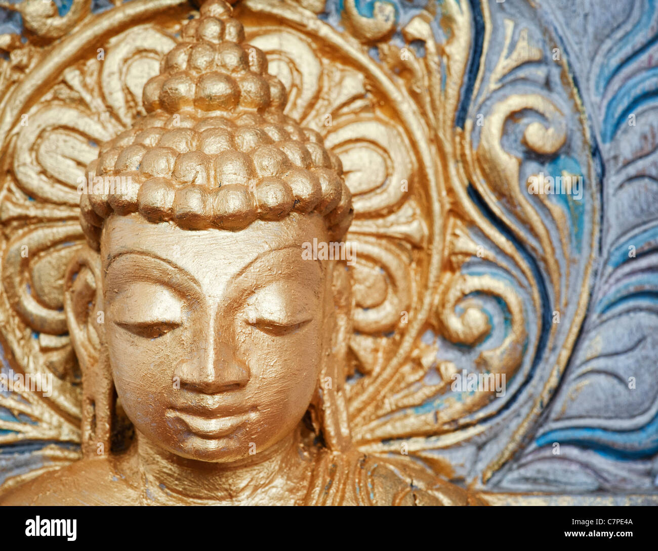 Golden Wooden Buddha statue Stock Photo - Alamy