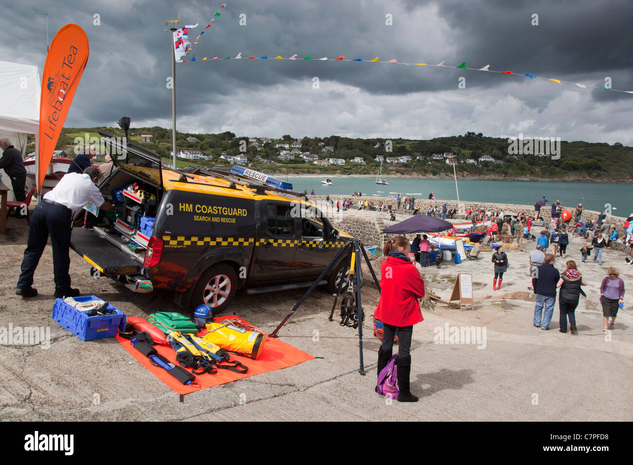 Coverack; Coastguard Display at Lifeboat Day; Cornwall; UK Stock Photo ...