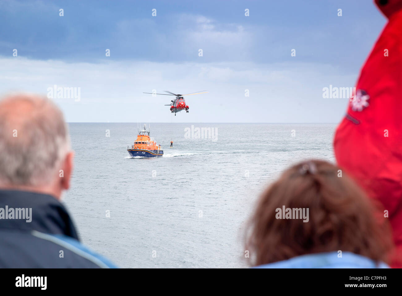 Coverack Lifeboat Day; Rescue display; Cornwall; UK Stock Photo - Alamy