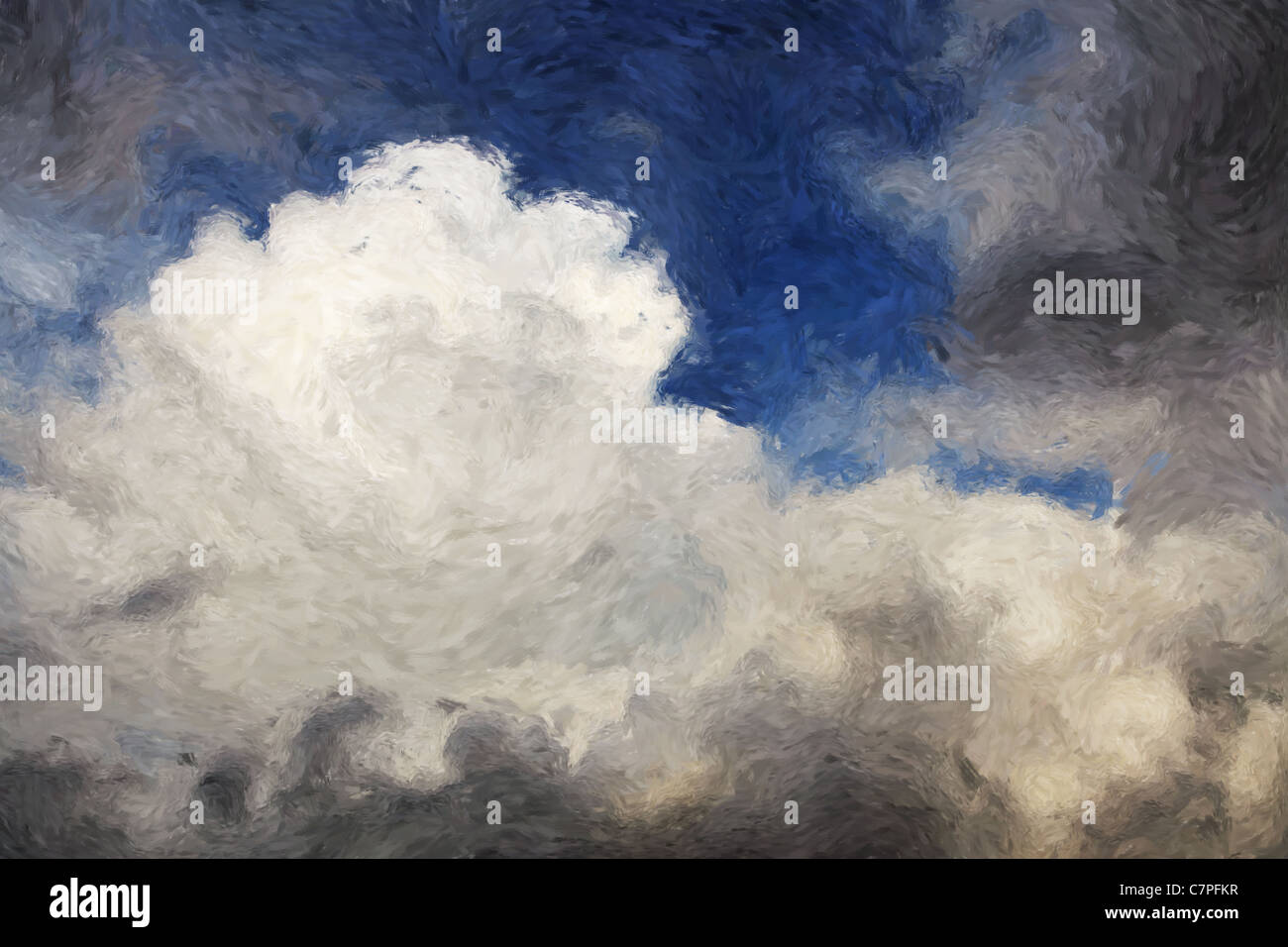 Impressionist-style painting of clouds in a blue sky Stock Photo - Alamy