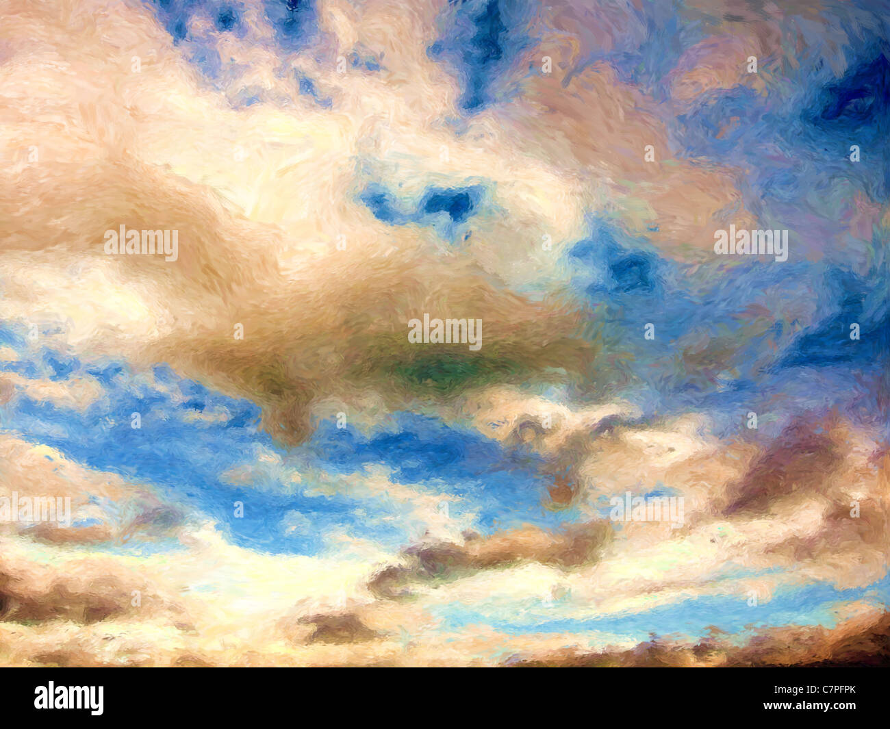 Impressionist-style painting of clouds in a blue sky Stock Photo - Alamy