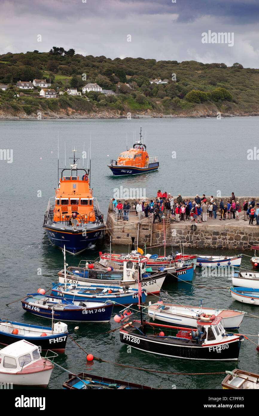 Coverack Harbour; Lifeboat Day; Cornwall; UK Stock Photo - Alamy