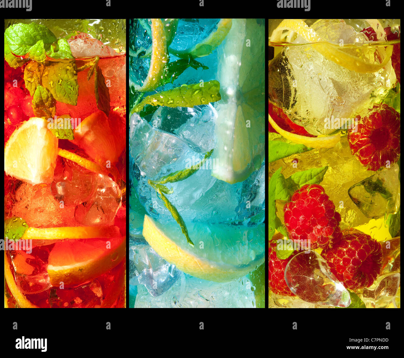 Three extreme macro shots of colorful cocktail drinks Stock Photo - Alamy