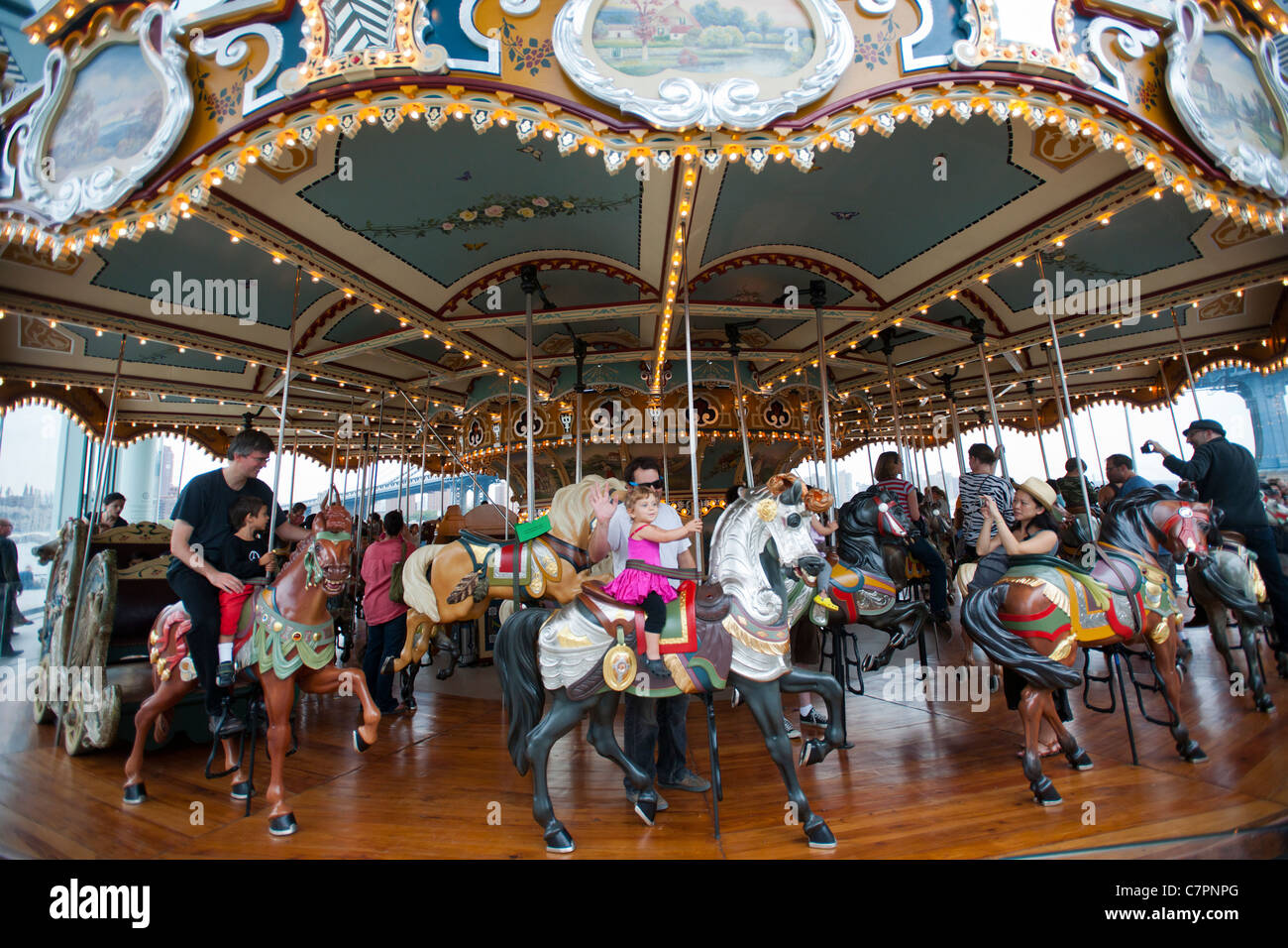 Visitors to Brooklyn Bridge Park enjoy the newly opened and restored ...
