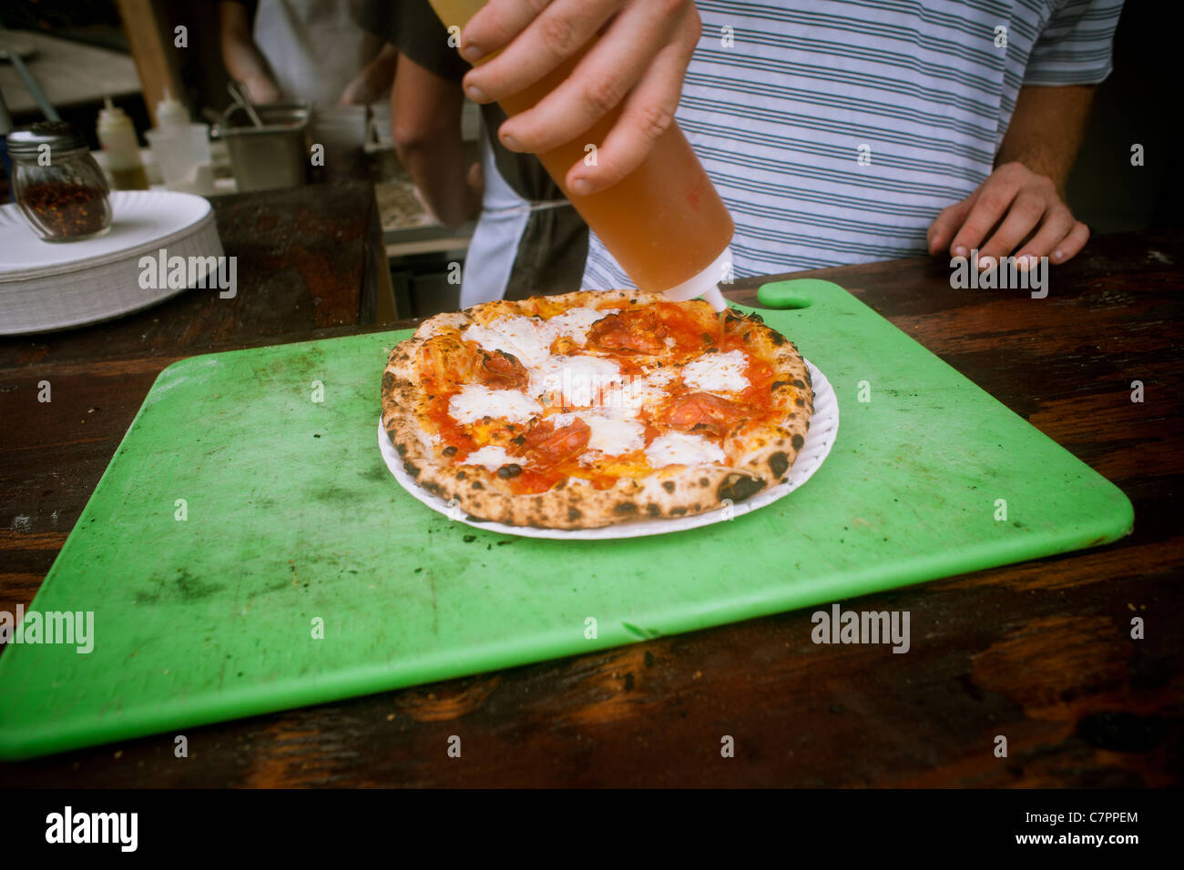 A pizza is seen at the Madison Square Eats festival Stock Photo - Alamy
