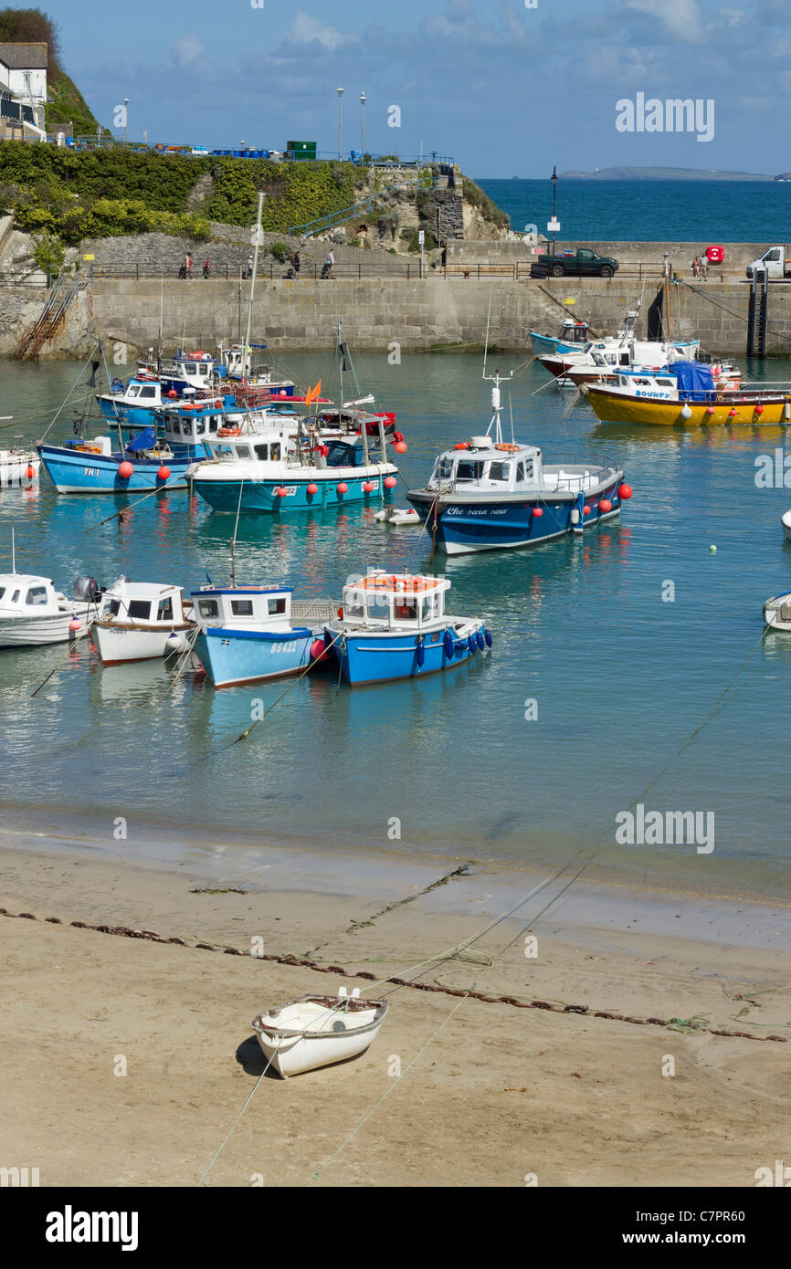 Colourful boats in Newquay harbour, Cornwall UK Stock Photo - Alamy