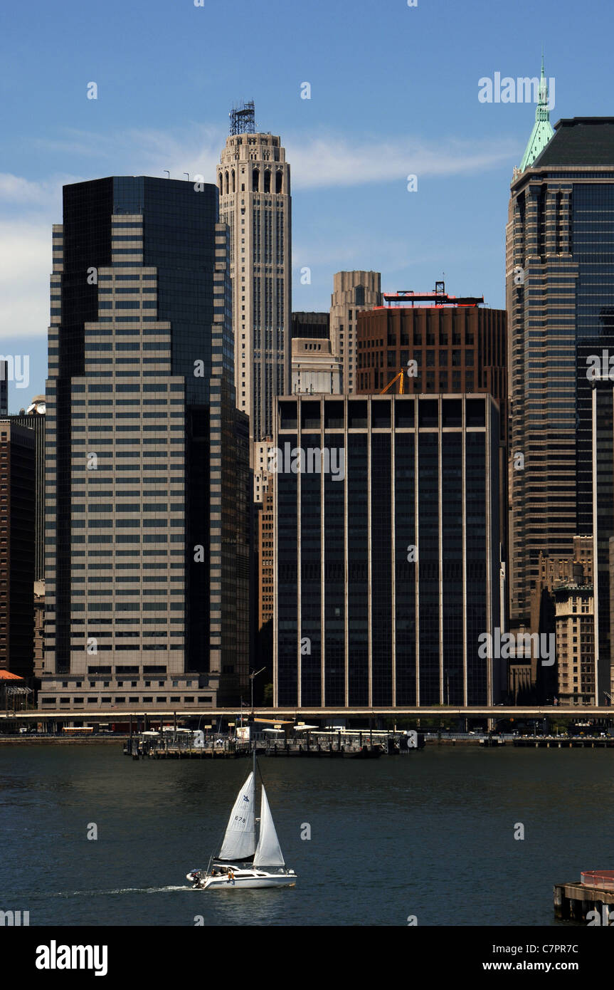 United States. New York. Overview of the skyscrapers of Manhattan from ...