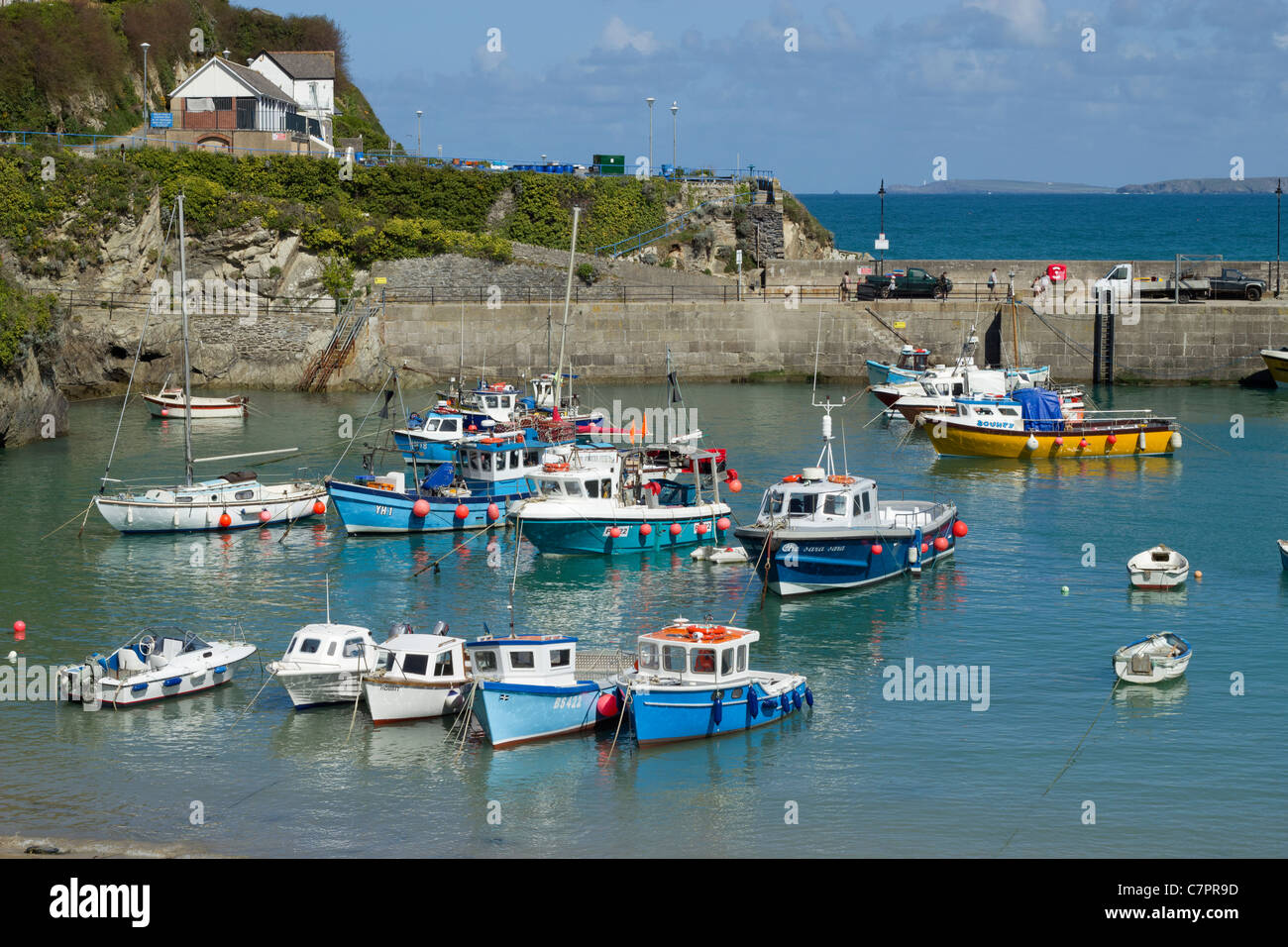 Colourful boats in Newquay harbour, Cornwall UK Stock Photo - Alamy