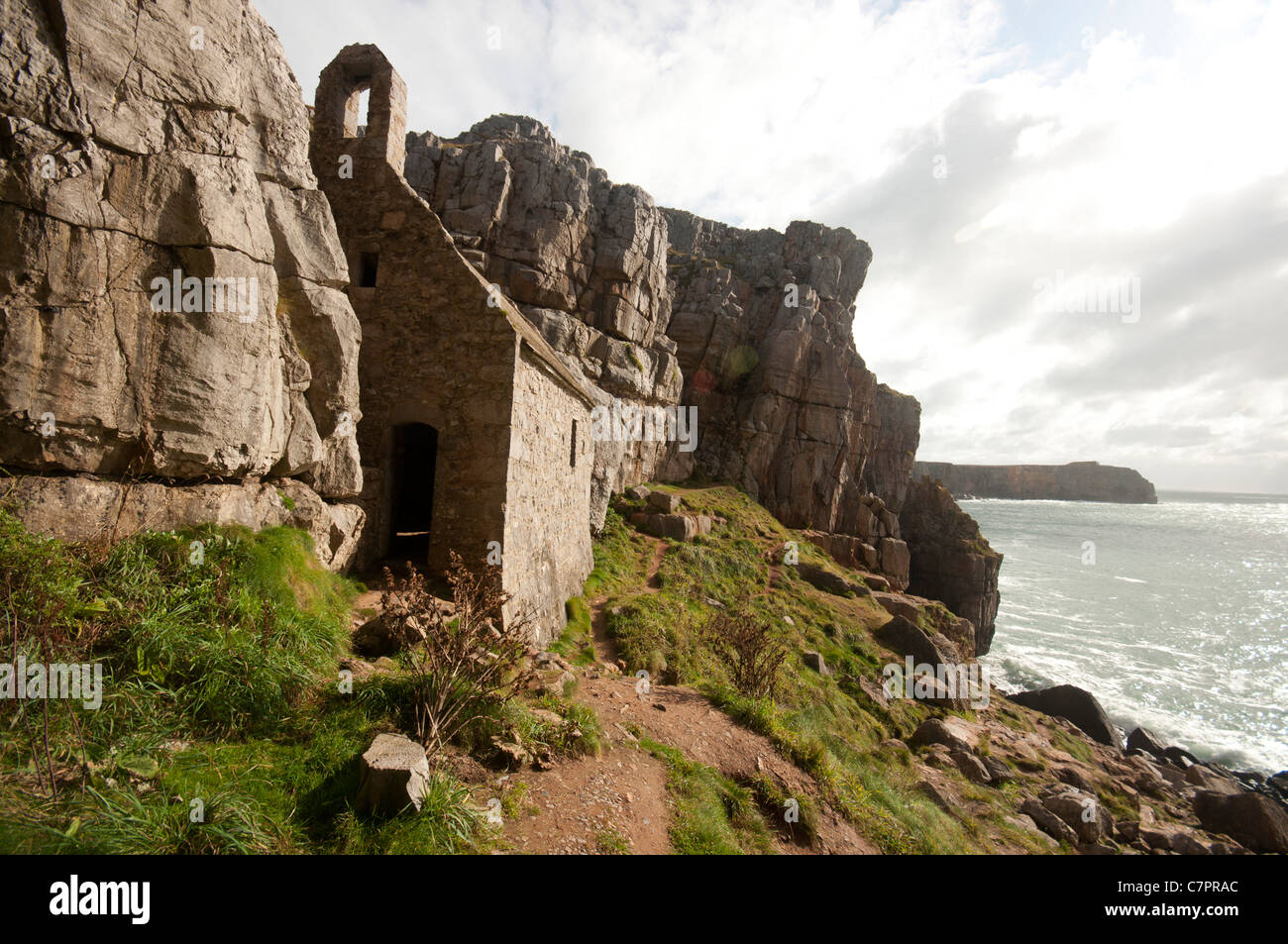 13th-century St Govan’s Chapel rocks Stock Photo - Alamy