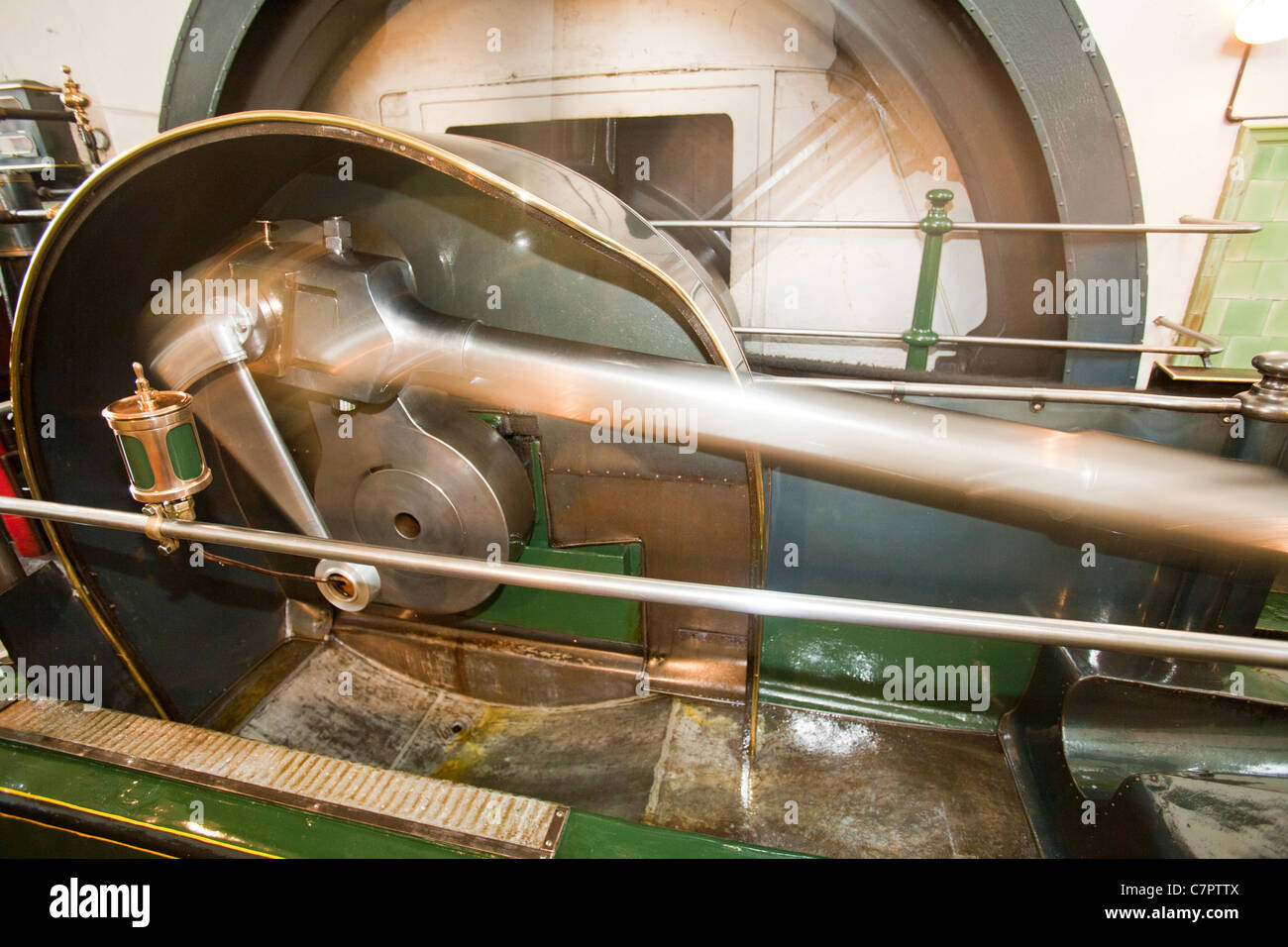The steam engine, Peace ,at Queens Mill in Burnley. The steam engine ...