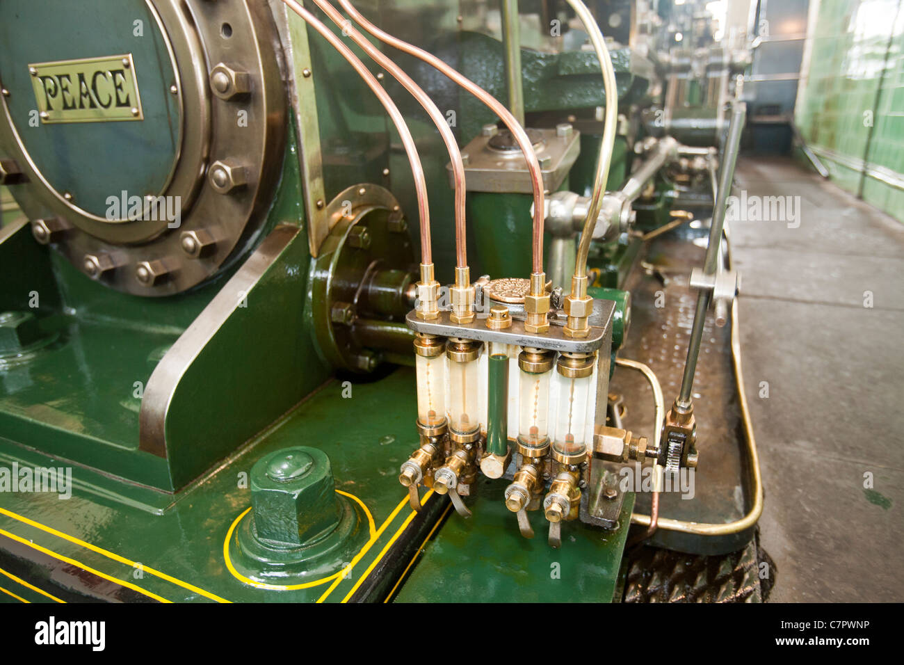 The steam engine, Peace ,at Queens Mill in Burnley. The steam engine ...
