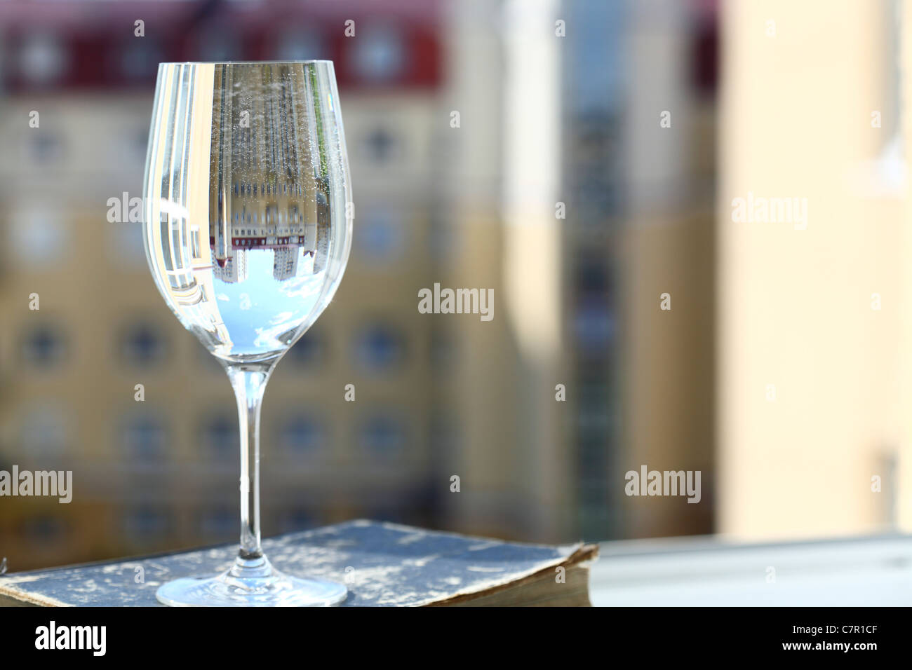 Reflections, wine glass Stock Photo - Alamy