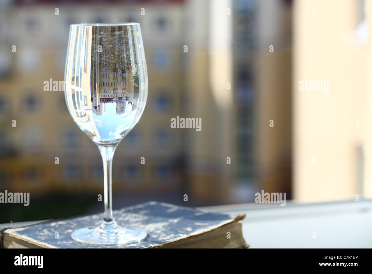 Reflections, wine glass Stock Photo - Alamy