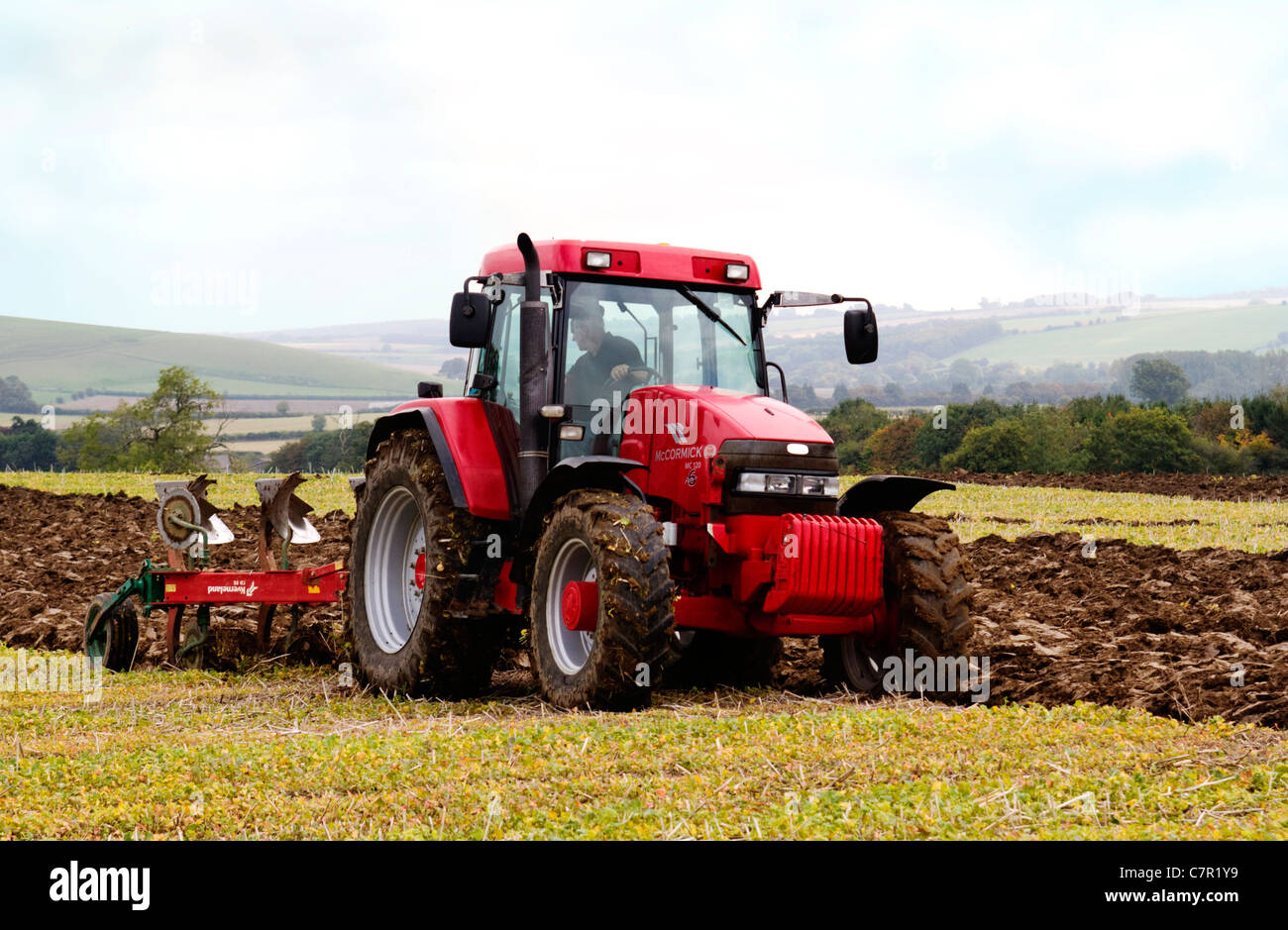 Tractor ploughing in the British Countryside Stock Photo - Alamy