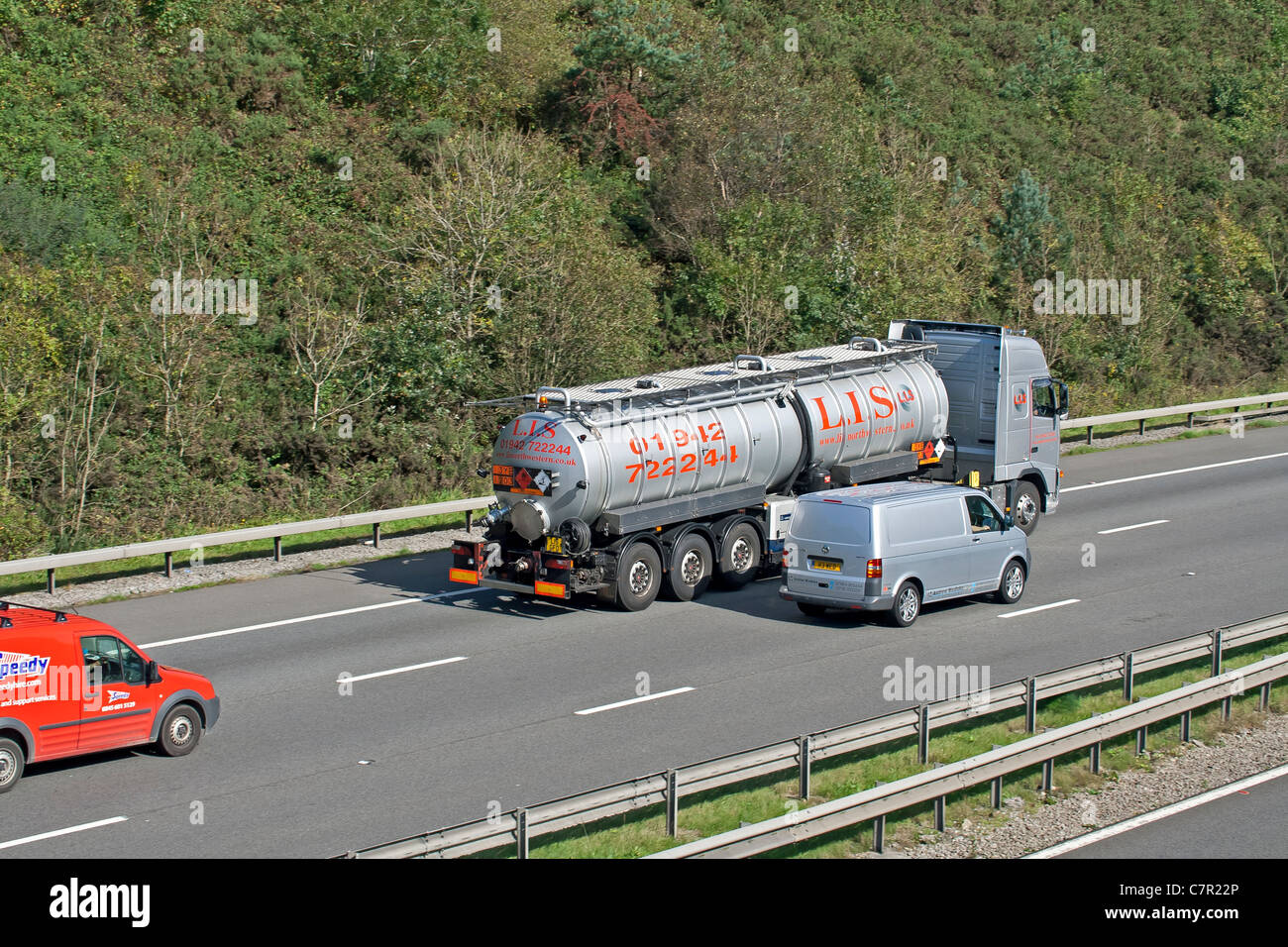 Tanker truck or lorry on road or motorway Stock Photo - Alamy