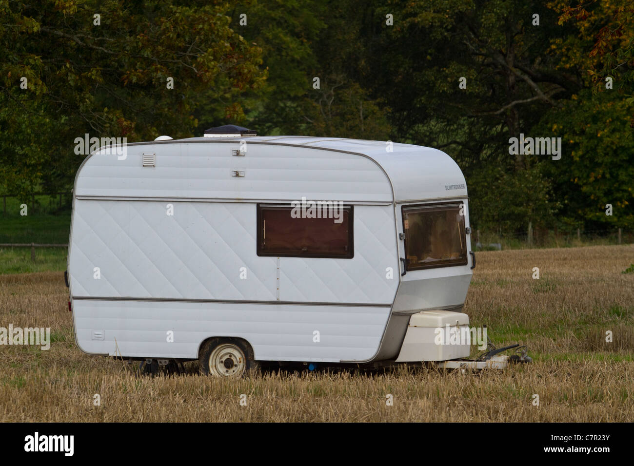 1960's Caravan parked in field Stock Photo - Alamy