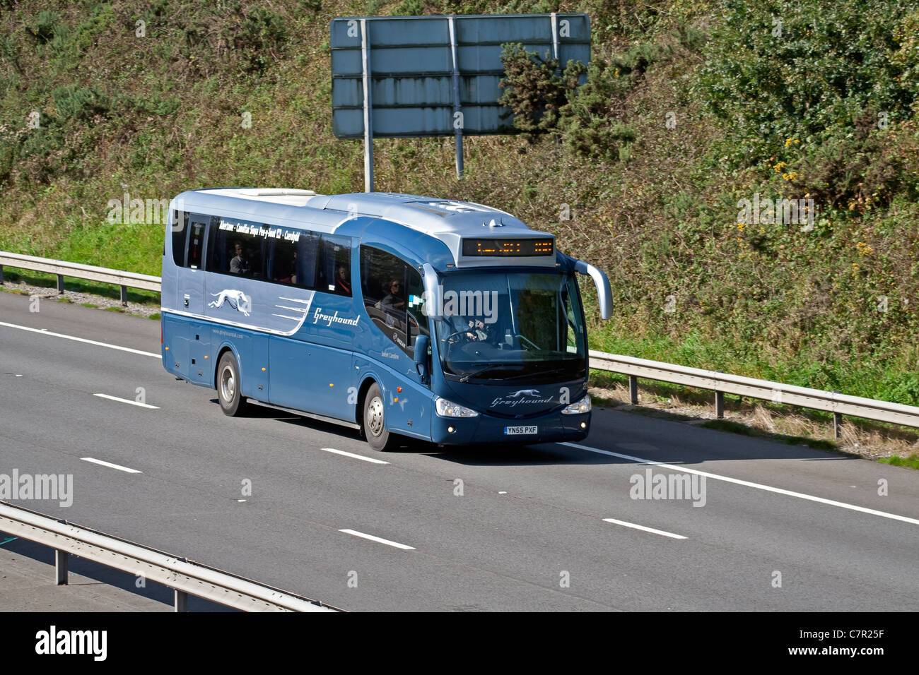 Bus or coach on motorway or road Stock Photo - Alamy