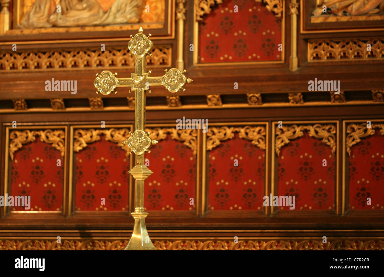 Religious golden cross in a church Stock Photo - Alamy