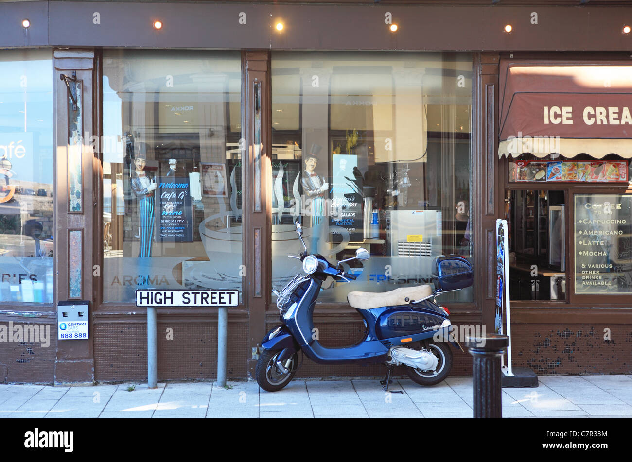 Cafe scene in the old town on the High Street in Margate in Kent Stock ...