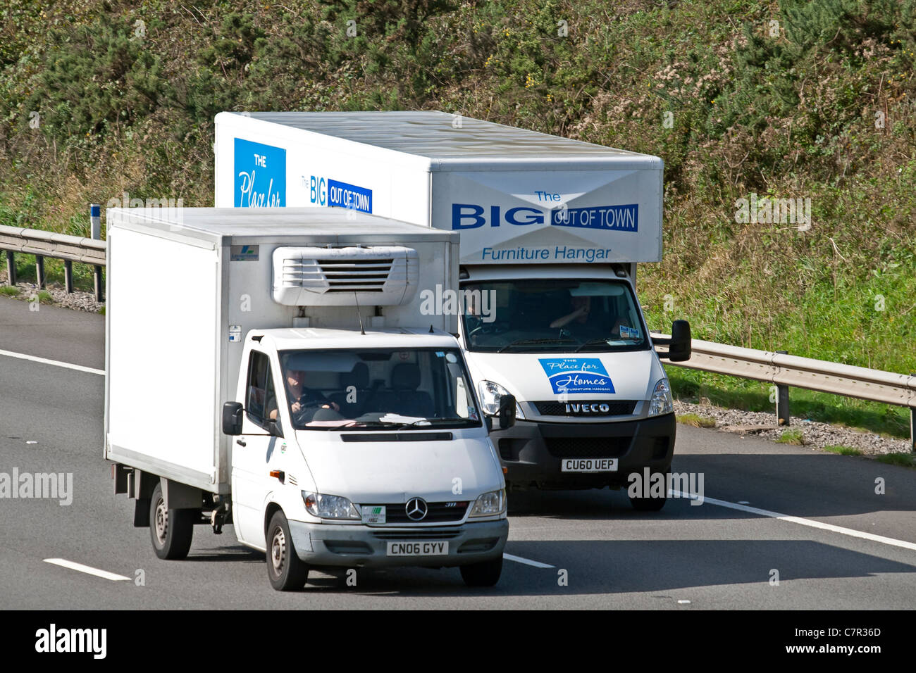 Lorries and trucks navigate the M4 motorway in South Wales ...