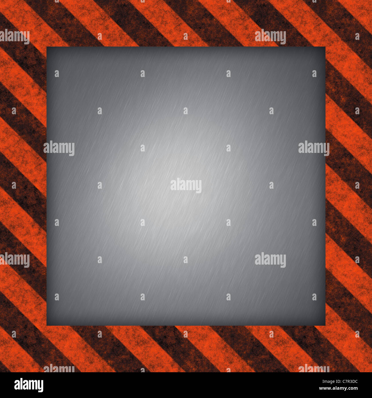 A diagonal hazard stripes border with brushed metal in the center Stock ...