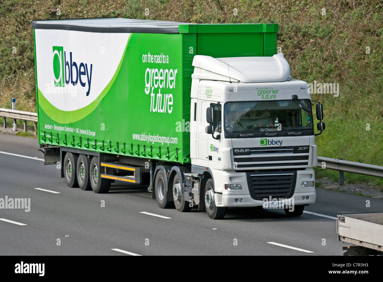 Lorries and trucks are seen traveling on the M4 motorway in South Wales ...