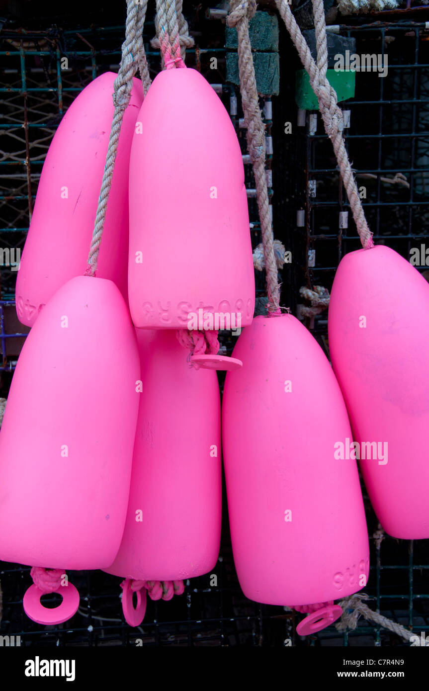Pink Buoys Stonington Maine Stock Photo - Alamy