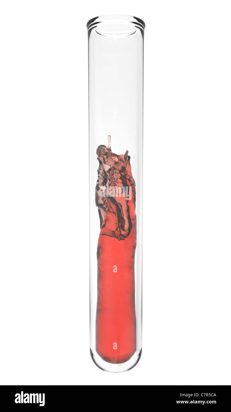 high quality rendering of scientific test tube with wavy red liquid ...