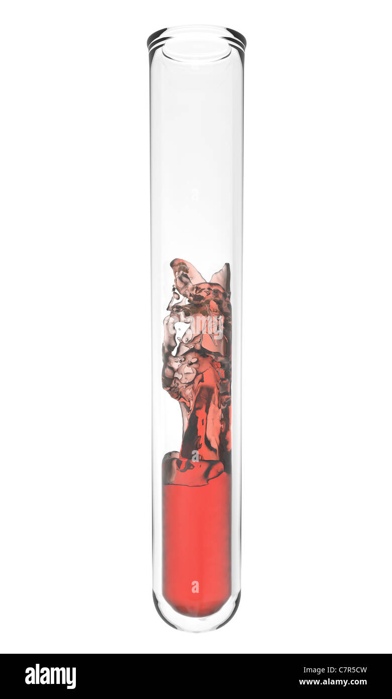high quality rendering of scientific test tube with wavy red liquid ...
