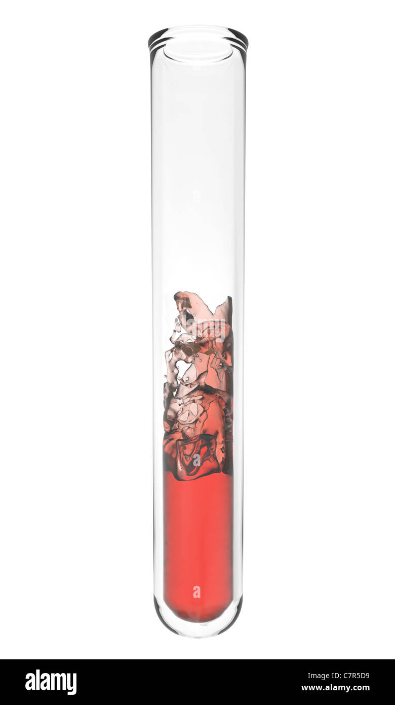 high quality rendering of scientific test tube with wavy red liquid ...