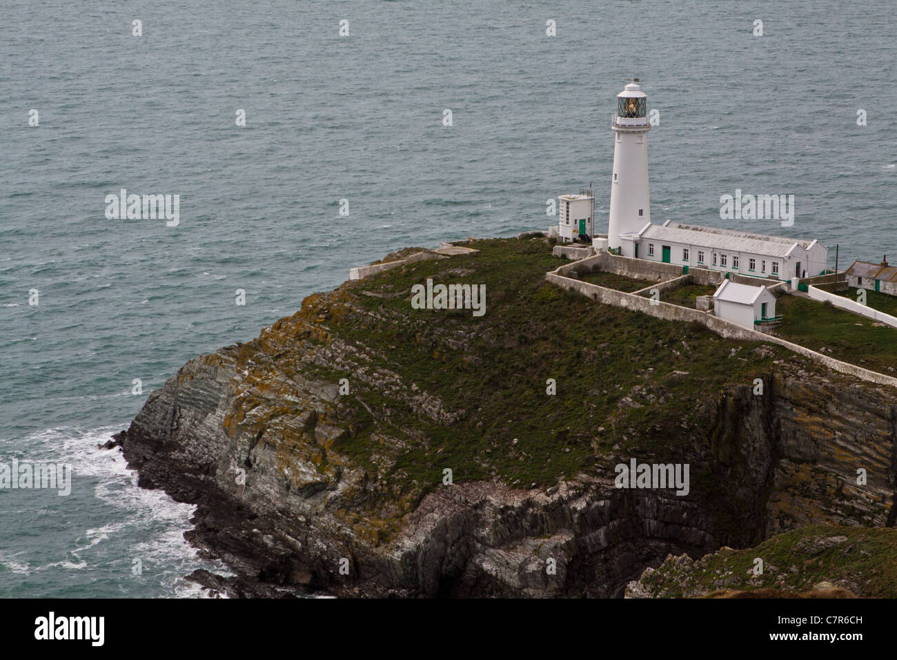 View of the lighthouse at South Stack at Anglesey, Wales from the ...