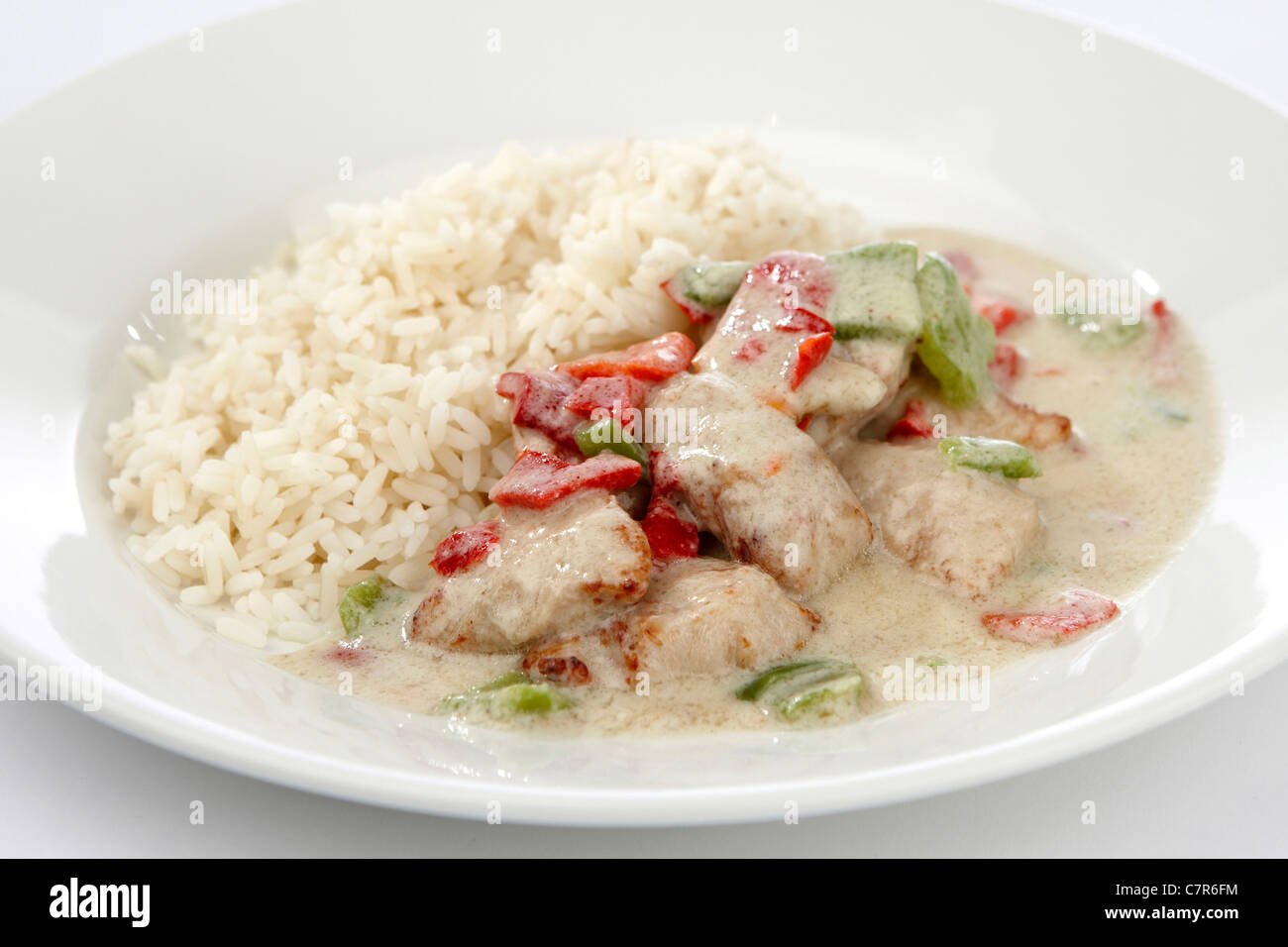 Thai green curry and rice Stock Photo - Alamy