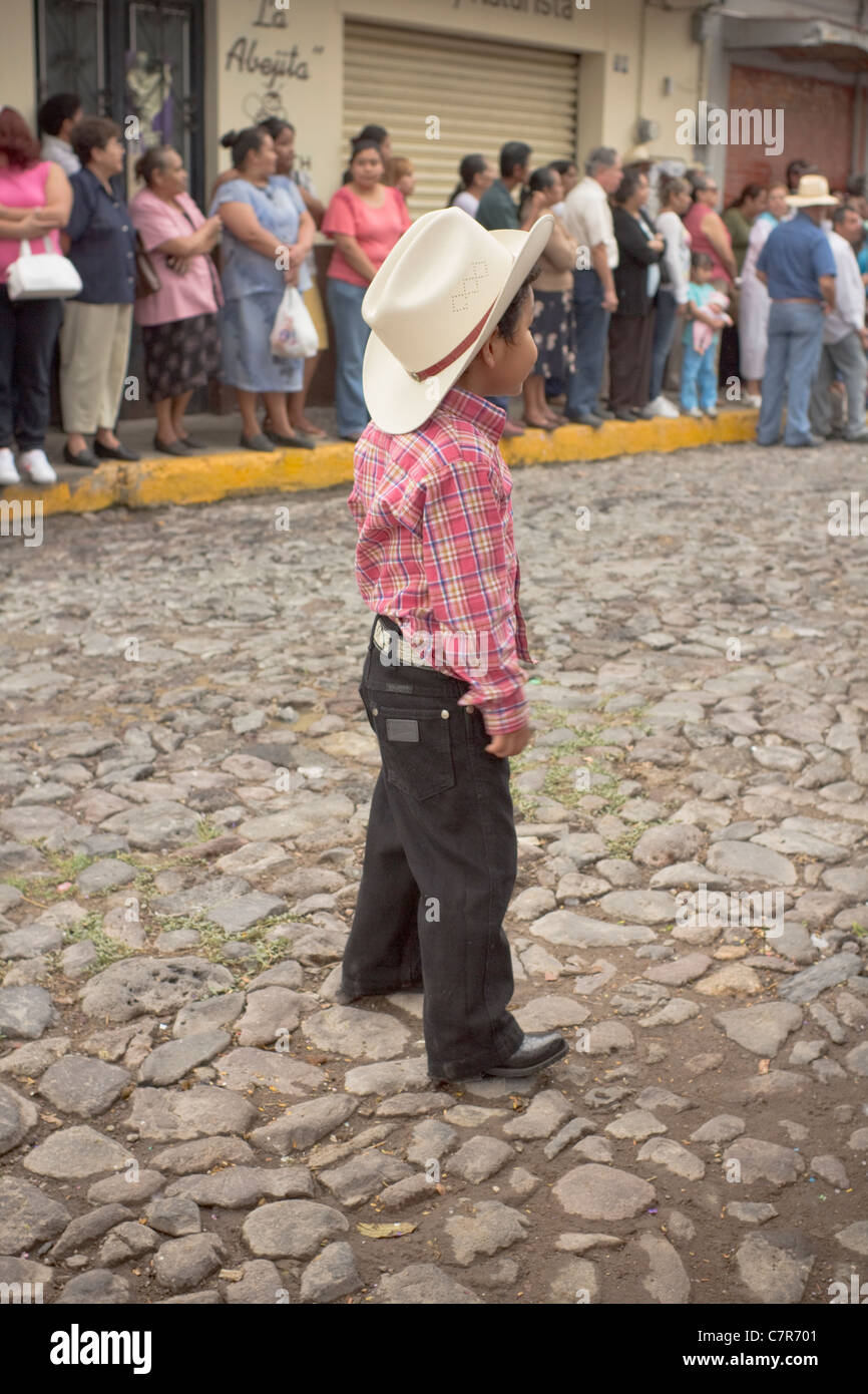 A young cowboy (charro), at the Independence Day celebrations, Ajijic ...