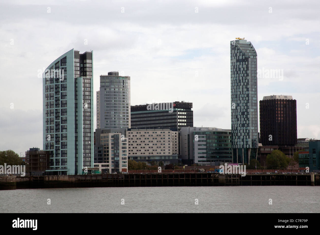 Modern developments on the Liverpool waterfront, Princes Dock, seen ...