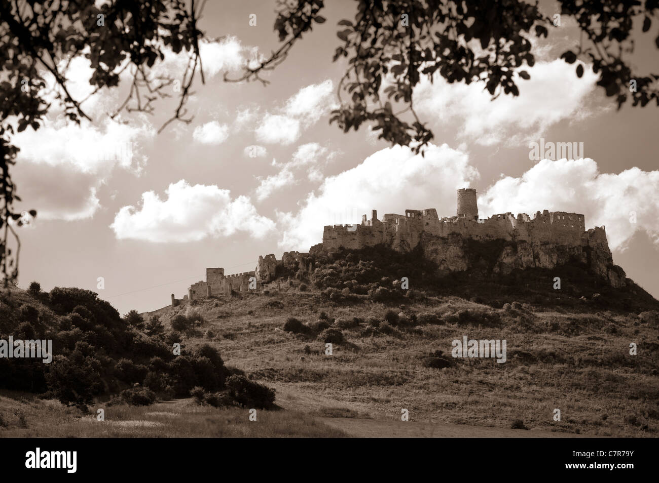 ancient Spis castle in sepia tone, Slovakia Stock Photo - Alamy