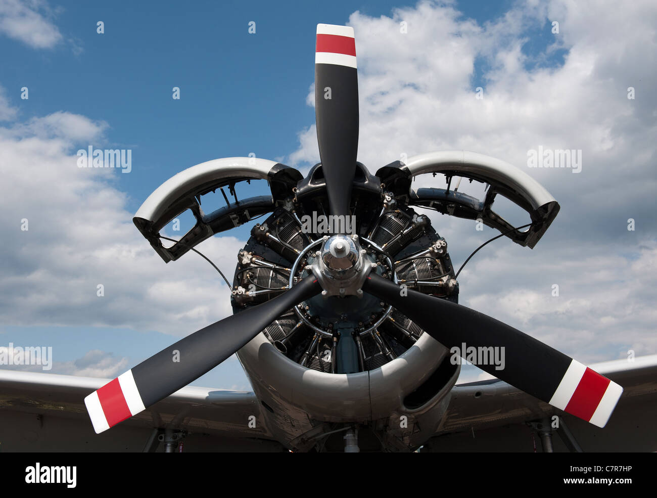 9 cylinder Radial Engine engine and propeller of historical airplane ...