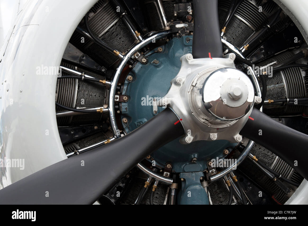 detail of 9 cylinder radial engine of vintage airplane Stock Photo - Alamy