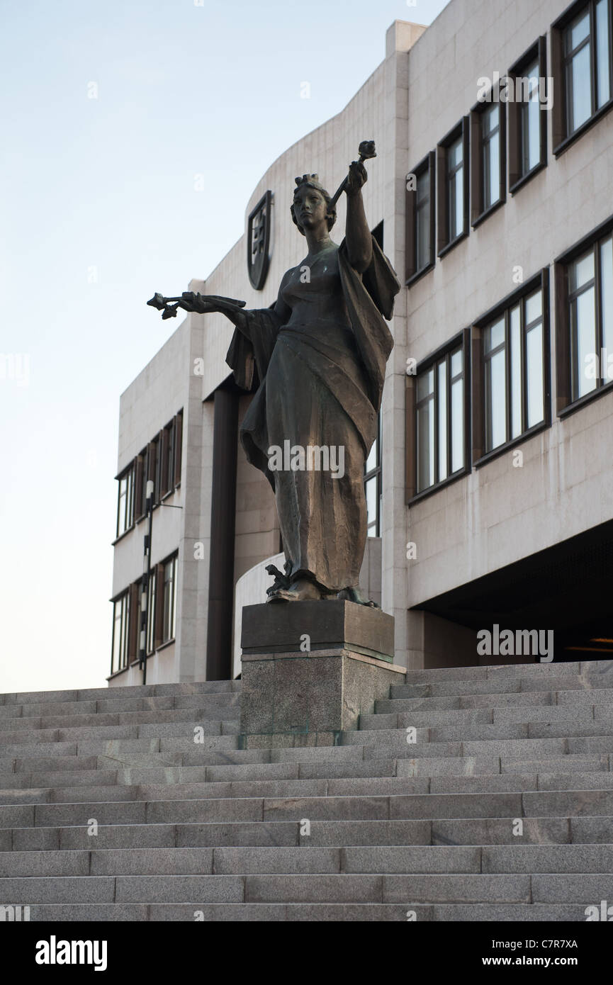 statue in front of Slovak Parliament Building in Bratislava, Slovakia ...