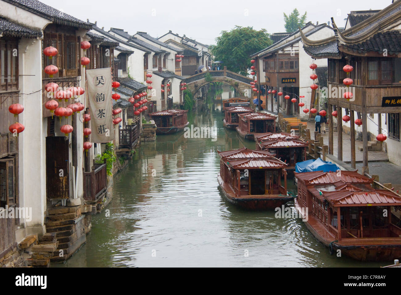 Old houses along the Grand Canal in Shantang street, old town of Suzhou ...