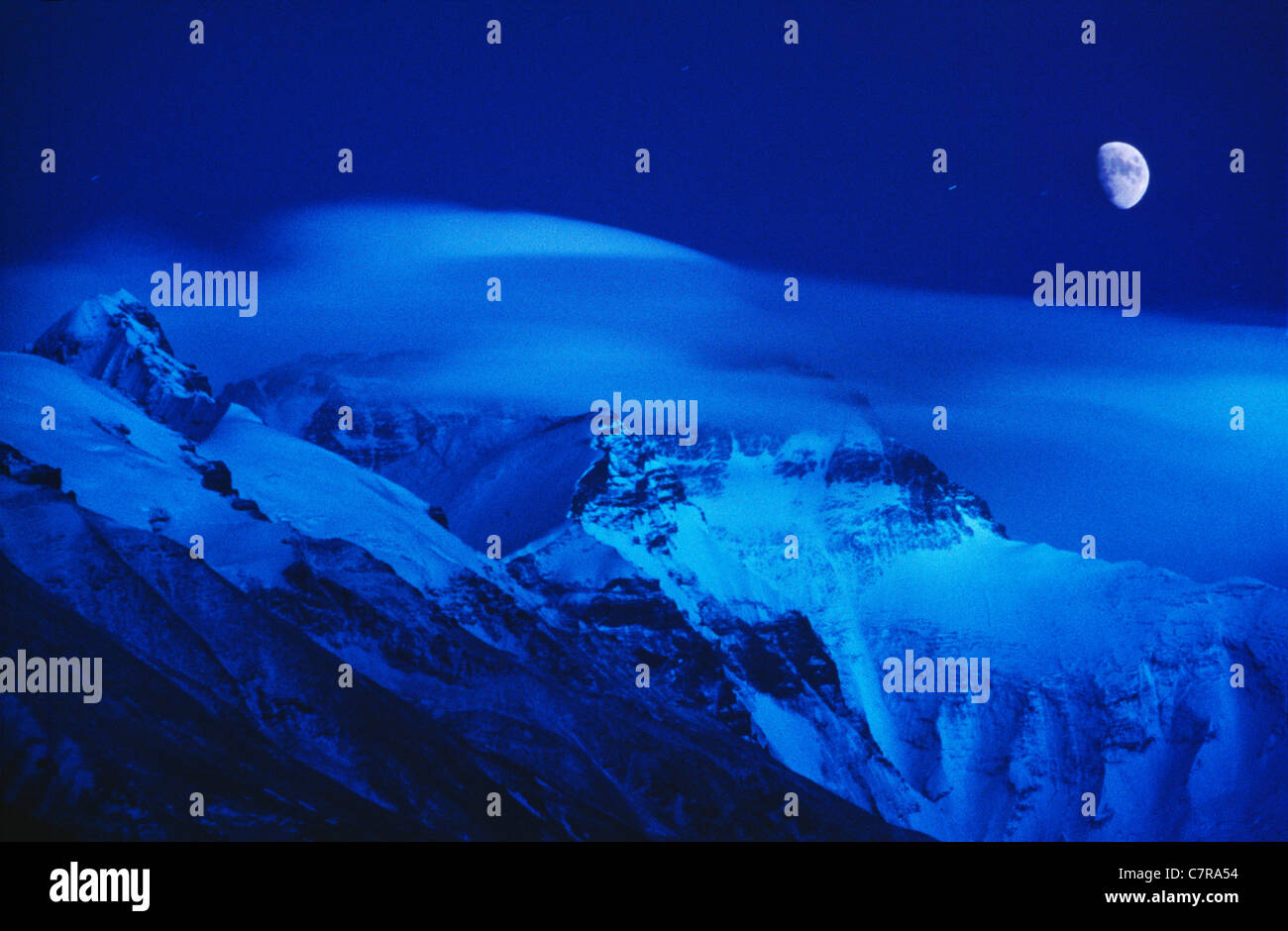 Moon over Mt. Everest, Tibet, China Stock Photo - Alamy