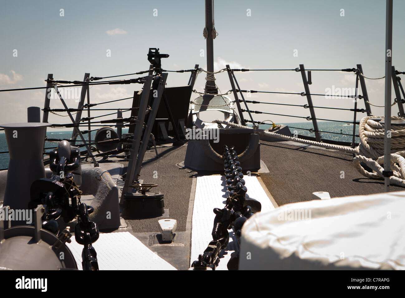 Anchor chain, armed boat, naval forces,cannon,bow,railings Stock Photo ...