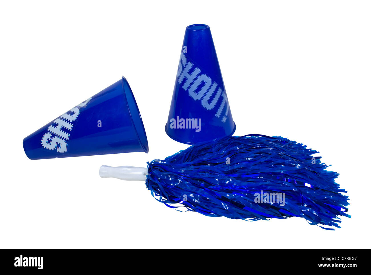 Megaphones and mom pom used for cheering on the team of choice - path ...