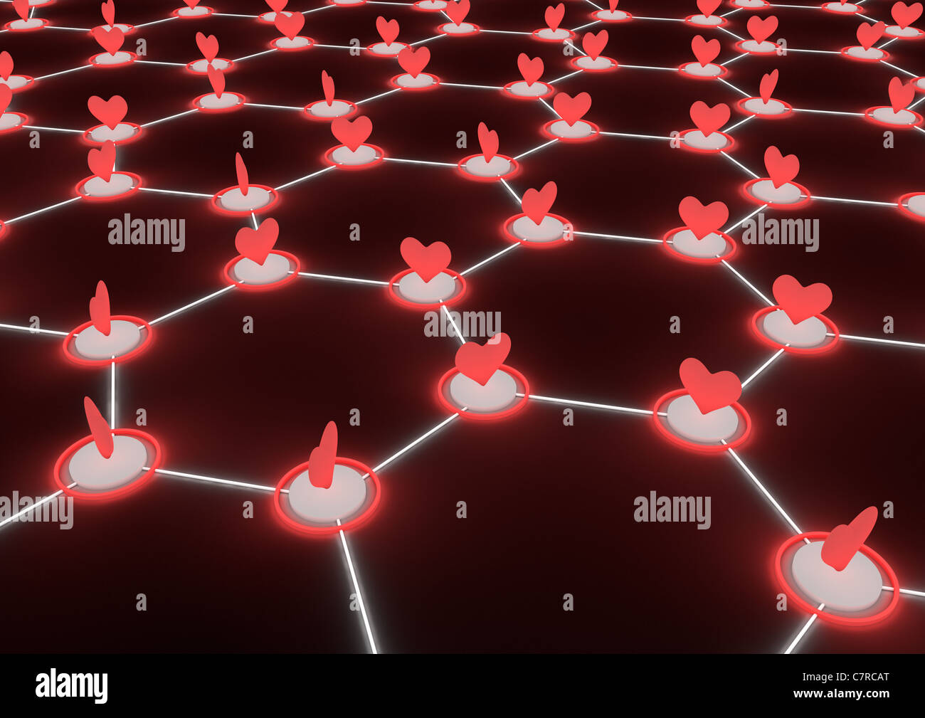 render of a network of hearts Stock Photo - Alamy