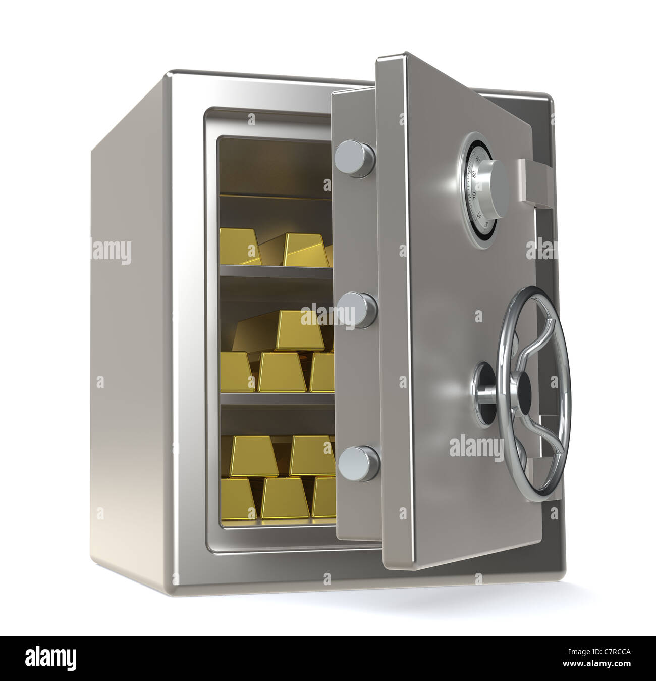 An open Safe with Gold Bars Stock Photo - Alamy