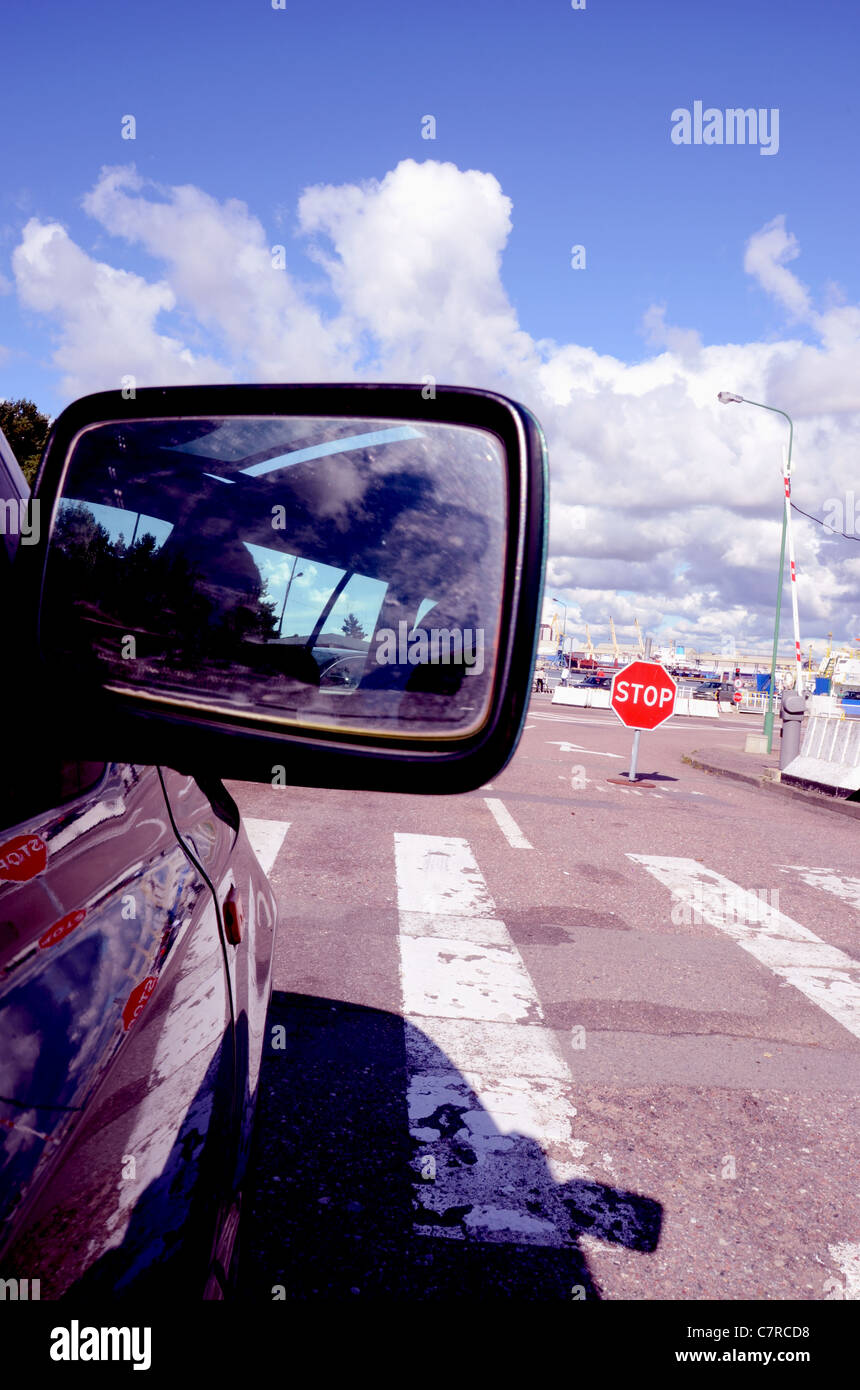 Cloud sky reflection sign red stop sign hi-res stock photography and ...