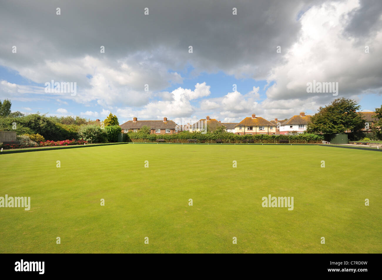 Grass field for bowling Stock Photo - Alamy