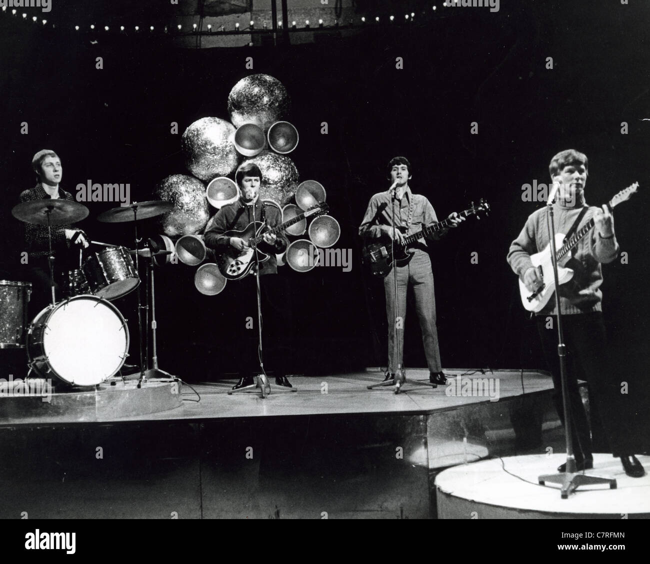 SEARCHERS UK pop group in 1966. From left: John Blunt, Mike Pender ...