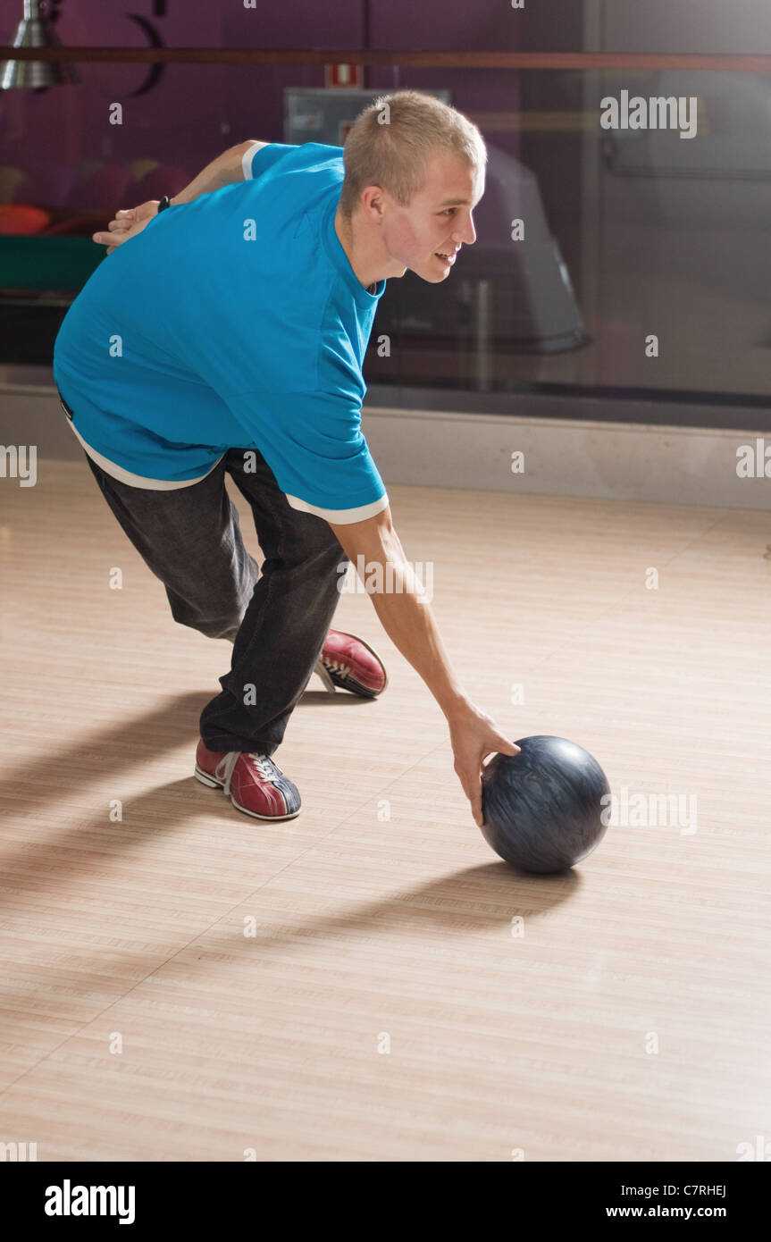 young people play the bowling Stock Photo - Alamy